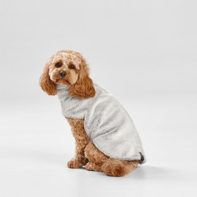 Snooza Wear Faux Fur Dog Coat In Arctic Wolf - MyPetZone