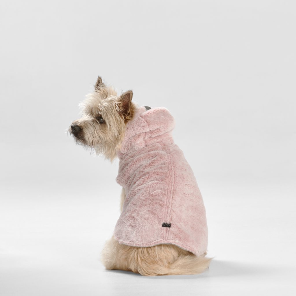 Snooza Wear Pink Faux Fur Dog Coat With Hood - MyPetZone